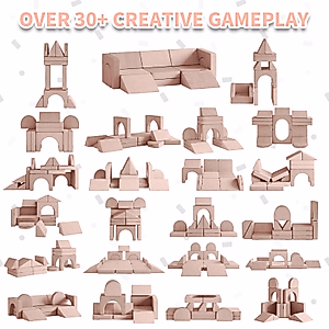 DEYGIA 13PCS Modular Kids Play Couch, Kids Couch with Climbing Slope, 13 in 1 Toddler Couch for Playing, Creativing, Sleeping, Indoor Kids Sofa for Boys and Girls (Pink)