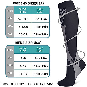 Blahhey 3 Pairs Compression Socks for Women & Men 15-25 mmHg Comfortable Fit Athletic Knee High Compression Socks for Nurses Sport Running Travel (L/XL)