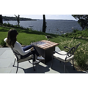Endless Summer, The Liberty, Square 30" Outdoor Propane Fire Pit, Includes White Fire Glass, Protective Cover, and Patented Hide-Away Door