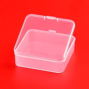 6 Pieces Small Plastic Box with Lids Square Plastic Containers Clear Plastic Boxes Craft Containers Plastic Beads Storage Containers Box for Beads Jewelry Small Items, 2.95x2.95x0.98 Inches