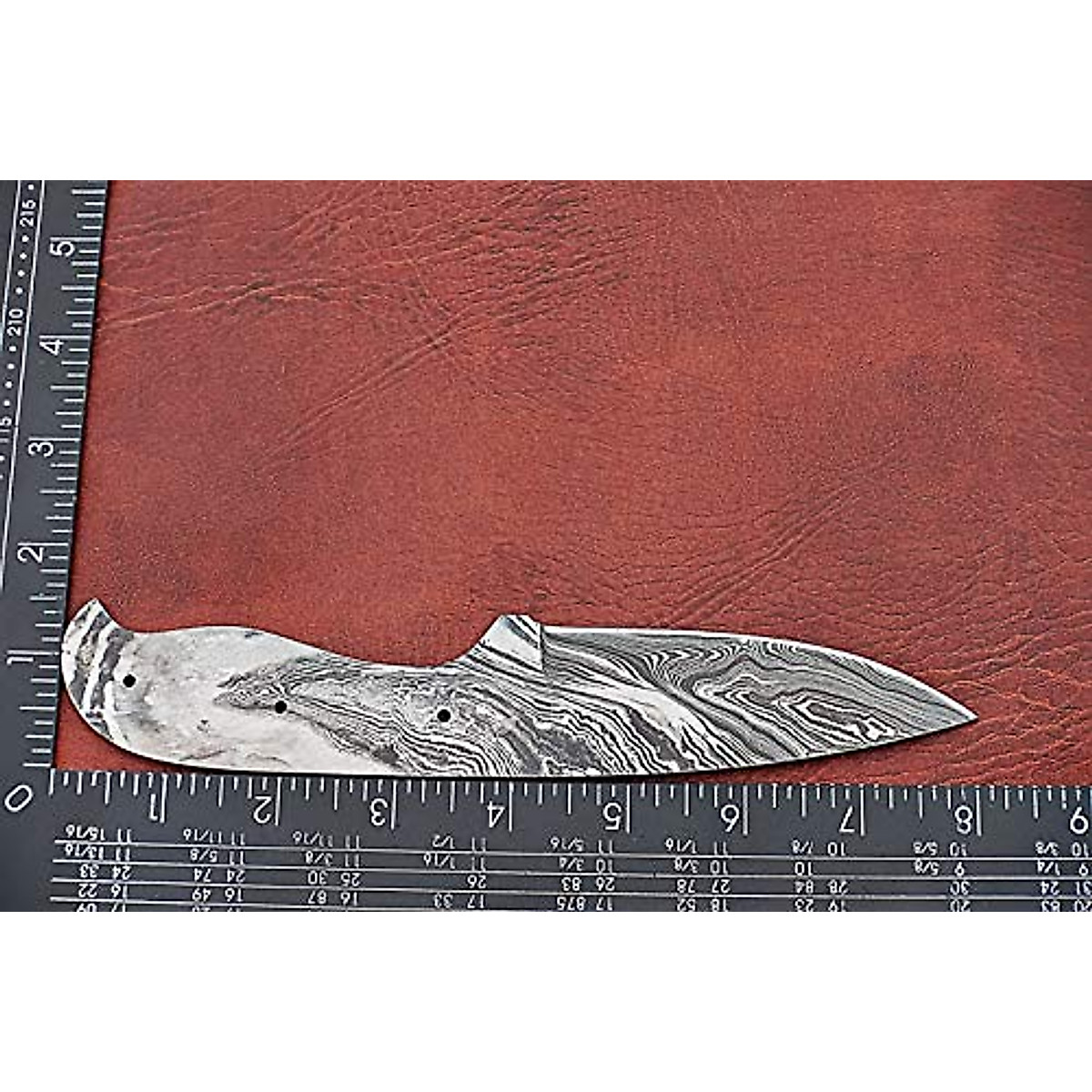 8 inches Long Drop Point Blank Blade Skinning Knife, Hand Forged Damascus Steel 4" Scale Space with 3 Pin Hole Space, 3.75 inches Cutting Edge