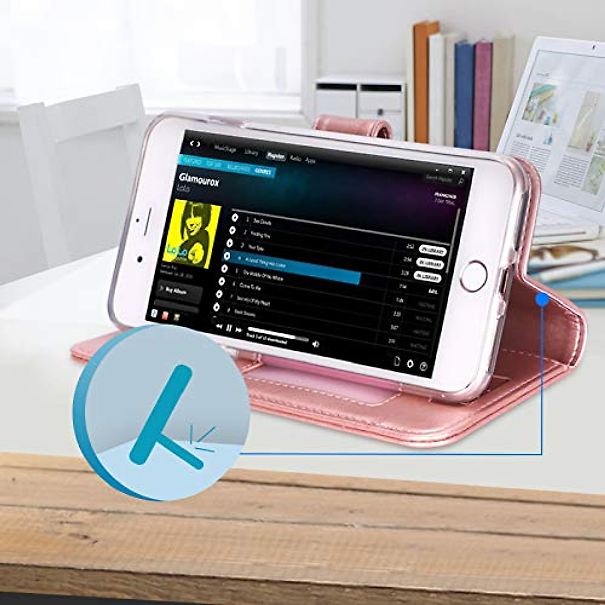 FYY Designed for iPhone SE Case 2022 (3rd Gen) / 2020 (2nd Gen) / 7 / 8 , Luxury PU Leather Wallet Phone Case with Card Holder Flip Kickstand Cover Rose Gold