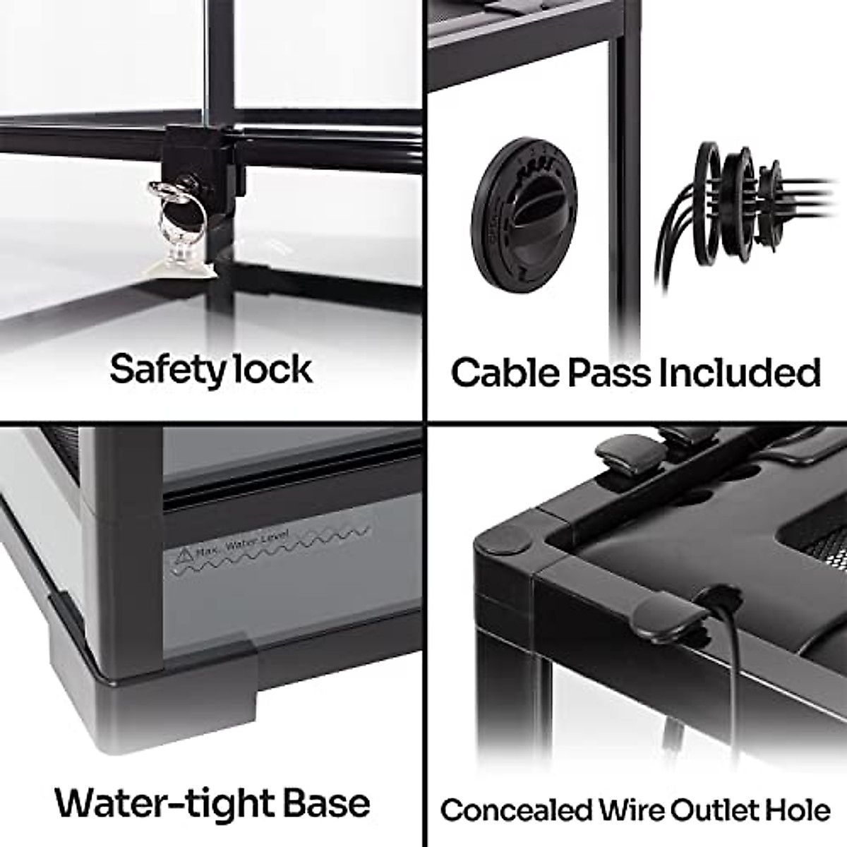 REPTIZOO 15 Gallon Full Glass Reptile Terrarium 12" x 12" x 24" Knock-Down Glass Tank and Siphon Gravel Cleaner Set, Small Habitat for Reptile Chameleon, Tree Frogs, Arboreal Geckos,Lizard