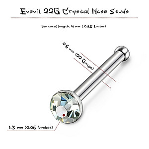 Evevil 60pcs Small Nose Studs Stainless Steel CZ Nose Piercing Jewelry Tiny Bone Studs for Women Men Hypoallergenic (1.5mm, Multi-Color CZ,22G)