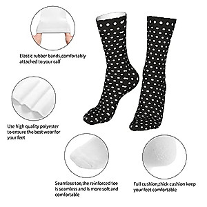CWTYEOXE White Black Polka Dot Socks for Men Women Casual Crew Socks Comfort Sport Work Mid Tube Stockings 40 Cm