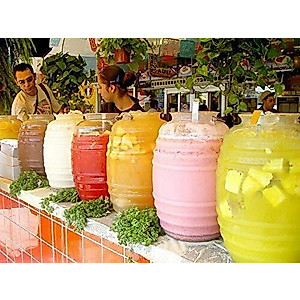 Set of 2 Mexican Vitrolero Container- 5 Gallon Water Jug-Agua Frescas-Juice Beverage Jug with Lid- 20 L Clear-BPA Free Food Grade Plastic