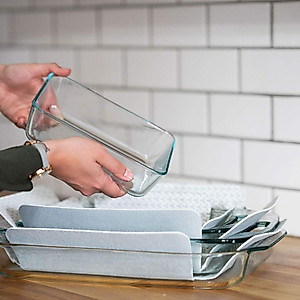 Bakeware Protectors - Set of 9 - Gray - 3 Pieces 19 X 15" Plus 3 Pieces 16 X 14" Plus 3 pieces 14 x 14" – Padded Pot and Pan Protectors To Protect Square And Rectangular Cookware