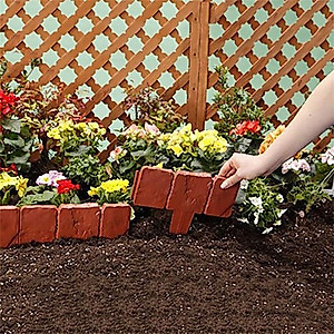 HOUKAI 20Pcs Edging Cobbled Stone Fencing Garden Fence Effect Plastic Lawn Plant Border Decorations