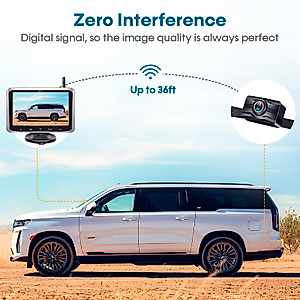 Wireless Backup Camera Easy Install: Touch Button 5 Inch HD 1080P Monitor - No Delay Digital Signal Reverse Cam with Color Night Vision for Car Truck Trailer Hitch - Yakry Y25