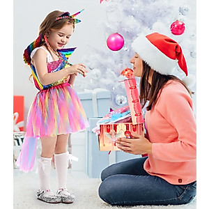 kuaima Girls Princess Dress up Trunk Set, Unicorn, Mermaid, Princess, Bride, Angel Pretend Play Costume Set for Toddlers Little Girls Ages 3-6 Years