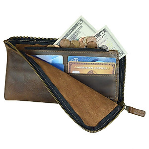 Hide & Drink, Leather Long Zippered Wallet, Holds Up to 8 Cards Plus Coins And Flat Bills, Phone Holder, Travel Essentials, Handmade (Bourbon Brown)