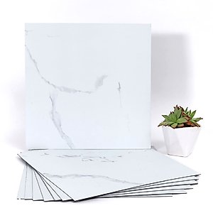 20 PCS Peel and Stick Floor Tile Waterproof and Durable Vinyl Flooring for Bathroom Self Adhesive Flooring for Transfer Kitchen Bedroom Marble Look with Grey Vein 12x12 Inch