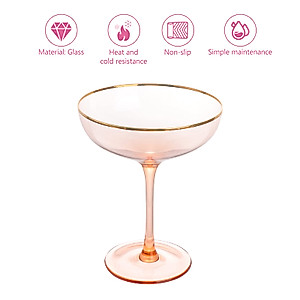BESTOYARD 11 Oz Glass Margarita Glasses Hard Clear Glass Cocktail Cups Crystal Highball Glasses Coupe Frozen 320 ML Drink Cups Lead-Free Bar Glass Drinking Cups Pink