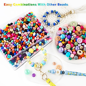 Kovict 300Pcs 12mm Silicone Lentil Beads, Silicone Spacer Beads for Necklace Bracelet Making, Abacus Silicone Beads for Keychain Making and Silicone Focal Beads for Pens Craft(Multicolor)