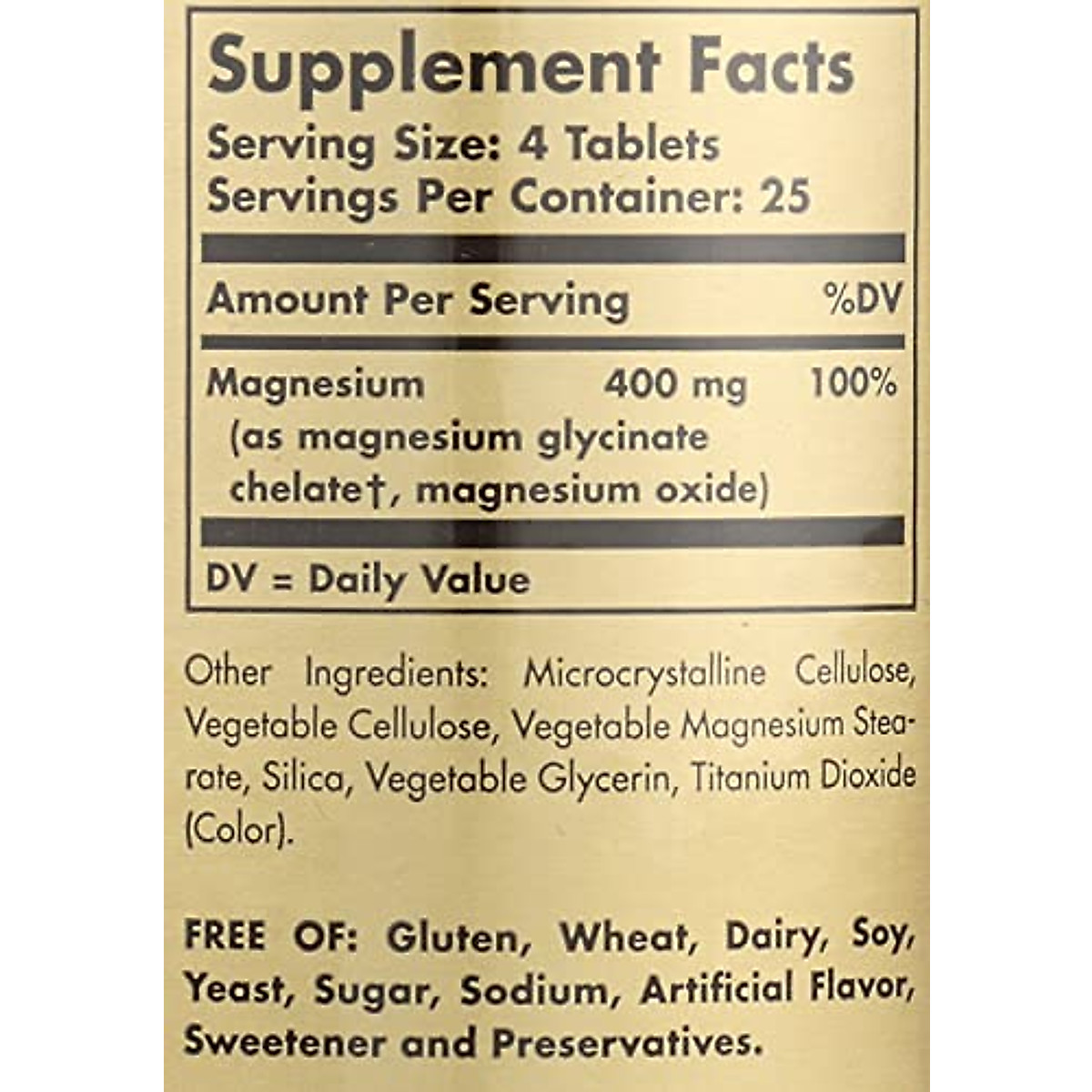 SOLGAR Chelated Magnesium Tablets, 100 Count
