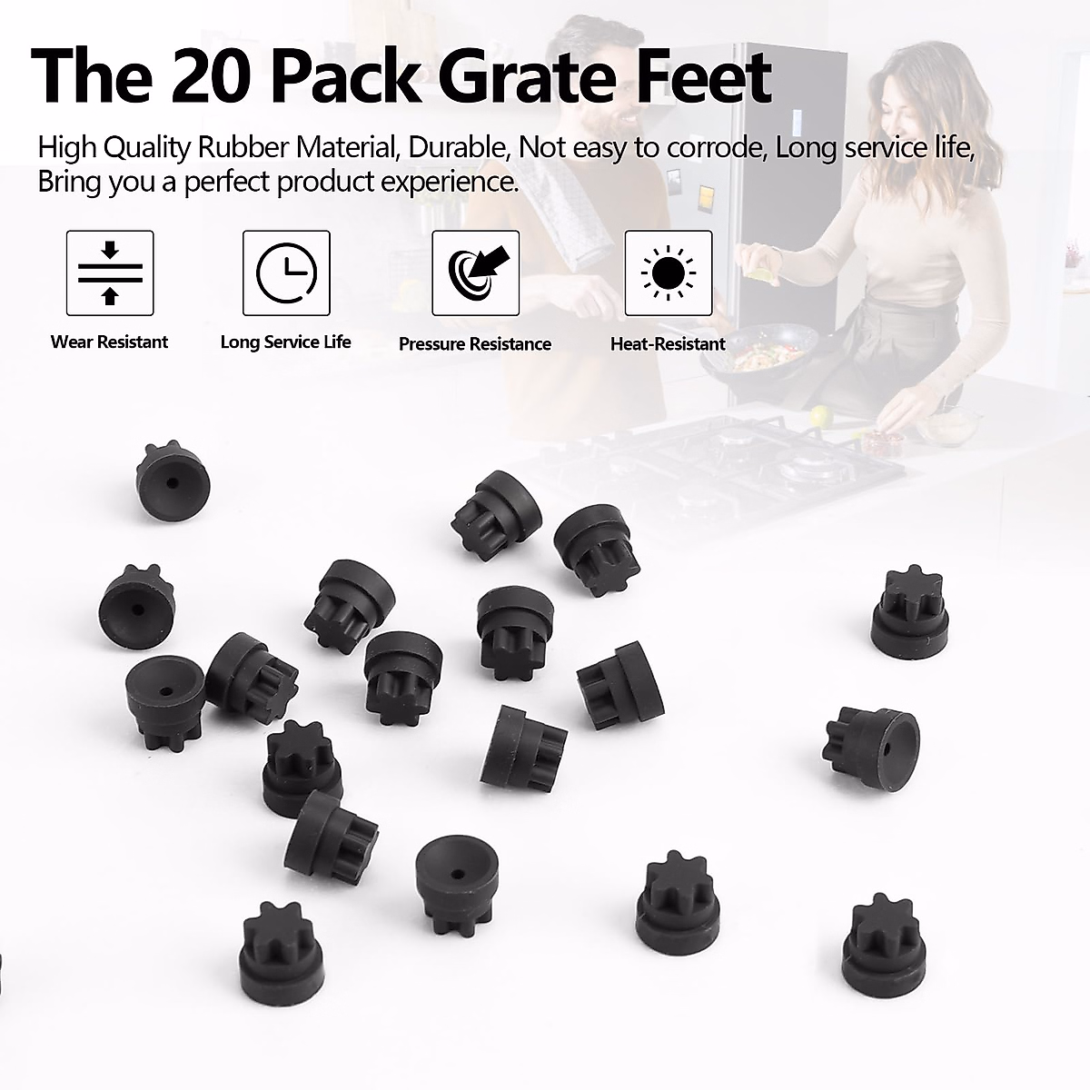 Rubber Grate Feet Part - Replacement for Thermador Bosch Range/Gas Cooktop-Compatible with Part Number 00618112, 00637940, 1999626, 617174, 618112, AH3478553, EA3478553, PS3478553-20 Pack