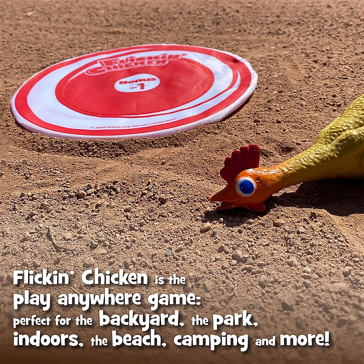 University Games | Flickin Chicken Indoor Outdoor Target Toss Game, The Go Anywhere Game for 2 or More Players Ages 6 and Up