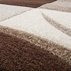 Paco Home Area Rug Checkered with Modern Carved Shades in Beige Brown, Size: 5'3" x 7'7"