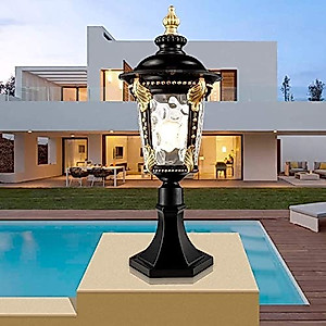 MODEBHD Villa Garage Glass Post Lanter Backyard Swimming Pool Floor-Standing Lighting,External Rustproof High Brightness E27 Patio Column Light,Outdoor Post Lights