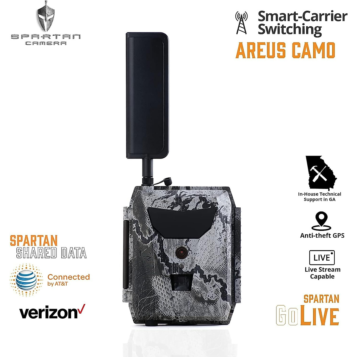 Spartan GoLive 4G LTE Trail Camera,Live-Streaming, Anti-Theft GPS, On-Demand Image&Video Capture,Real-time Updates,Built-in Lithium Battery,Blackout with 32GB SD Card (Verizon)