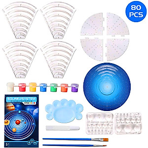 GPTOYS 3 in 1 Build and Paint Solar System for Kids, Arts and Crafts Science Kits for Kids Age 4-6-8-12, Glow in The Dark Movable 3D Planets in Orbits, Cool 12" STEM Toys with Galaxy Star Stickers