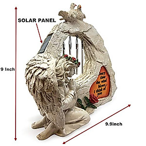 OakiWay Memorial Gifts - Memorial Garden Stone Sympathy Gift, with Wind Chimes & Solar Led Lights Quote, in Memory of Loved One - Bereavement Gifts - Condolence Gifts - Cemetary Grave Decorations