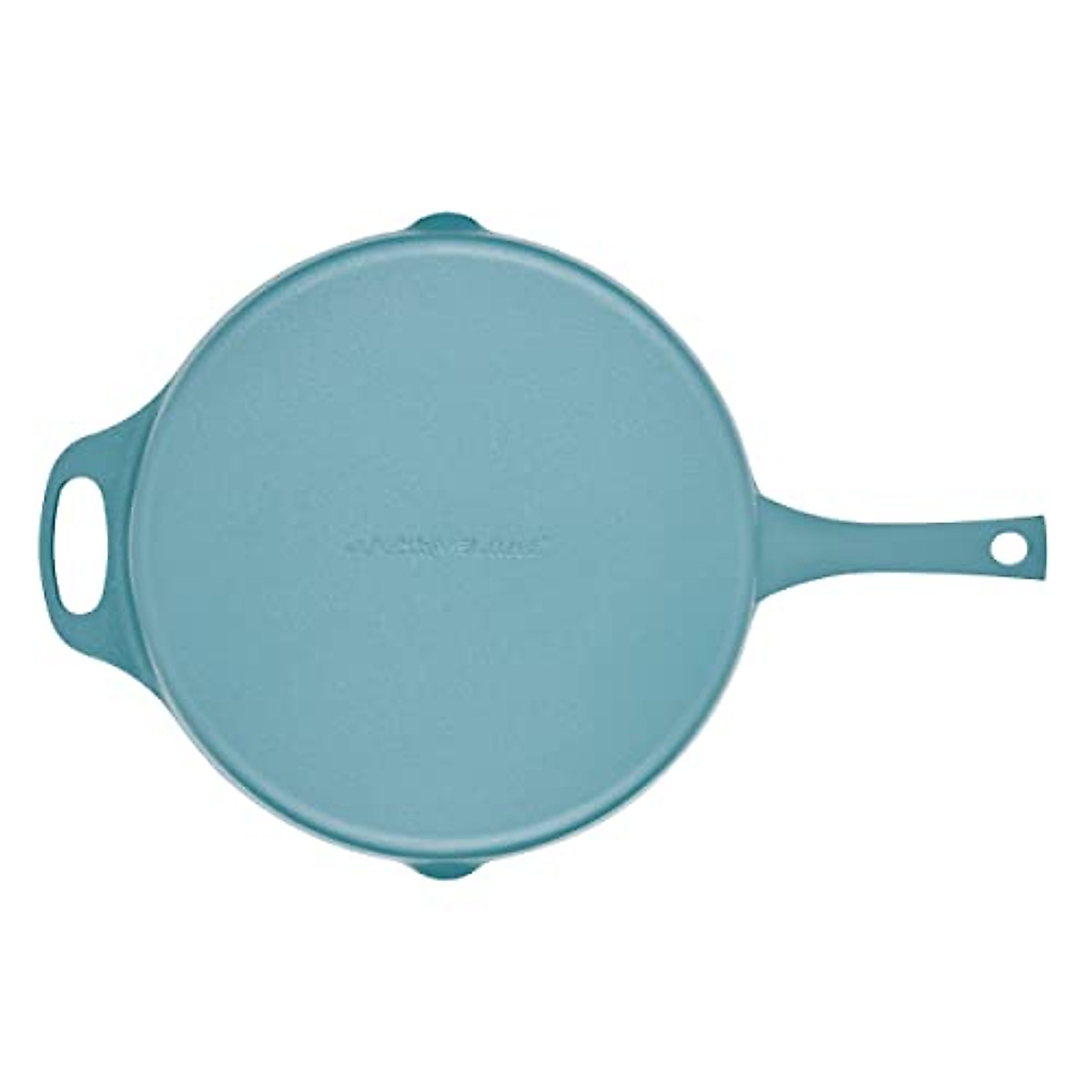 Rachael Ray NITRO Cast Iron Frying Pan/Skillet with Helper Handle and Pour Spouts, 12 Inch, Agave Blue