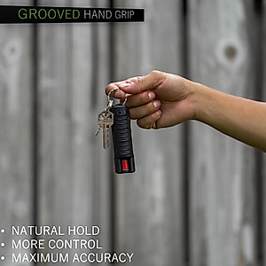 Police Magnum Keychain Pepper Spray Self Defense Belt Clip Combo- Tactical Safety Key Chains for Women & Men- Made in The USA- 1 Pack Black INJ Pocket Knife