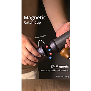 1Zpresso J-Max S Manual Coffee Grinder Iron Gray, Coated Conical Burr,Foldable Handle, Magnet Catch Cup Capacity40g, Numerical Adjustable Finely Setting, Faster Grinding Efficiency ideal for Espresso