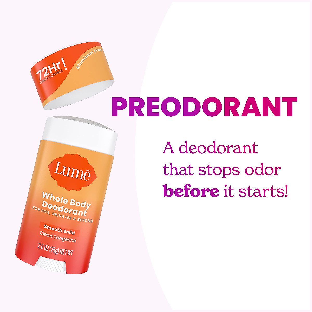 Lume Smooth Solid Stick - 2.6 Ounce (Clean Tangerine)