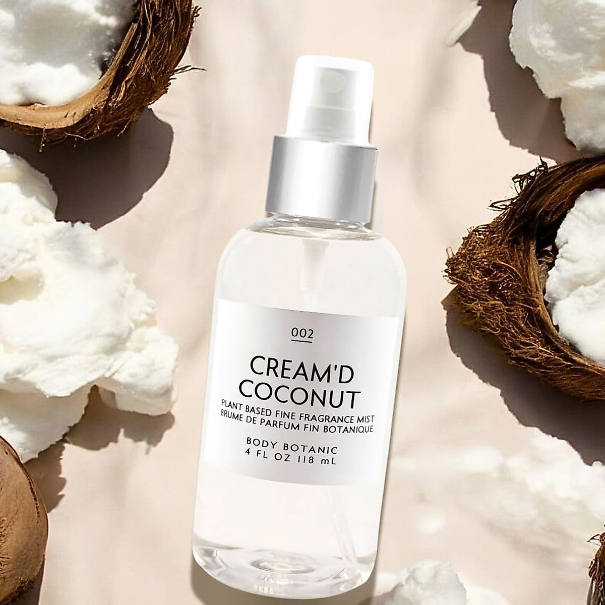 Cream'd Coconut Fine Fragrance Mist by Body Botanic 4 Fl Oz 118 mL - an Irresistible Blend of Coconut Milk, Fresh Coconut, Cashmere and Vanilla Noir