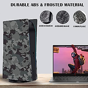 Face Plate Cover Shell for PS5 Disc Edition Console Faceplates, Playstation 5 Accessories Protective Replacement Panels (Gray Camouflage)