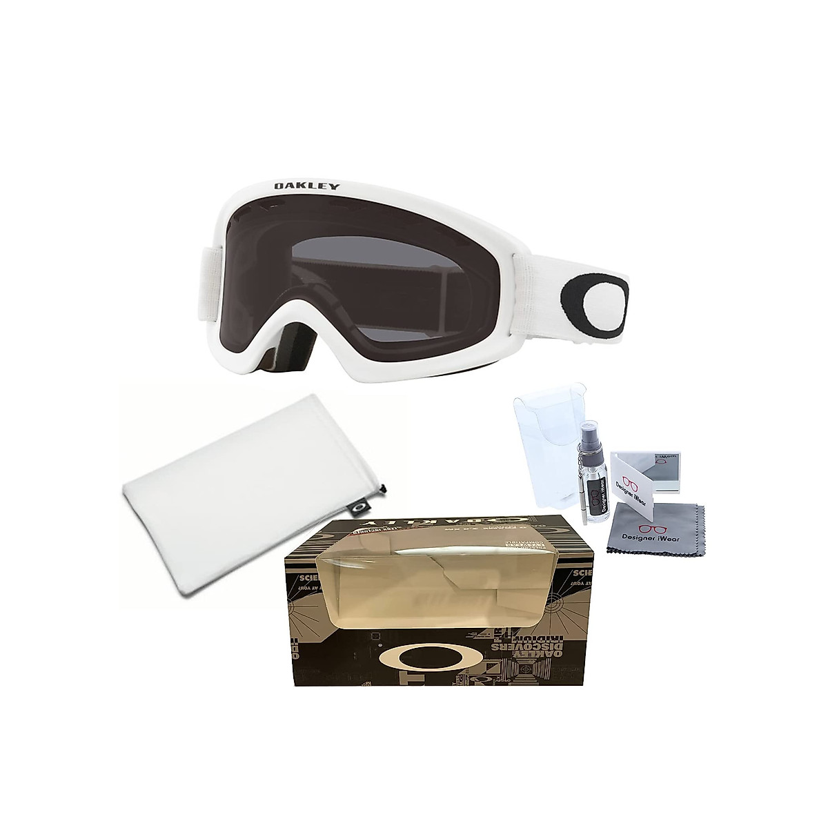 Oakley O-Frame 2.0 Pro M OO7125 Matte White w Dark Gy Ski Goggles For Men For Women + BUNDLE with Designer iWear Eyewear Kit