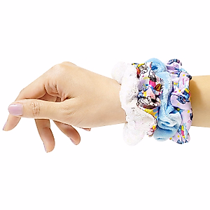 Stitch Hair Accessory 5 Pcs Set - 1 Regular 9 inch Stitch Hairbrush & 4 Scrunchies - Detangling Brush - Elastic Hair Ties Ropes for Girls, Ages 3+