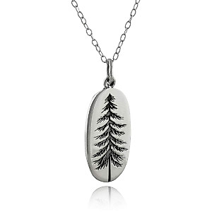 FashionJunkie4Life Pine Tree Necklace | 18” Sterling Silver Necklace with Sterling Silver Pine Tree Charm | Sterling Silver Jewelry for Men & Women