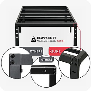 Elenooz 14 Inch Twin Metal Bed Frames, Sturdy Steel Slat Support Black,3500 lbs Heavy Duty Metal Platform Bed Frames,Quiet Noise Free,Easy Assembly,No Box Spring Needed(Twin)