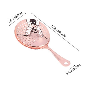 Julep Strainer, Stainless Steel Bar Strainer Cocktail Strainer Spoon for Home Bar, 6.9 x 2.9in(Rose Gold)