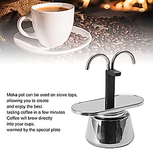 GOWENIC 2 Cup Stovetop Espresso Maker, Moka Pot Classic Italian Coffee Maker Espresso Maker Stovetop, 100ML Double Head Stainless Steel, DIY Conduit Coffee Pot