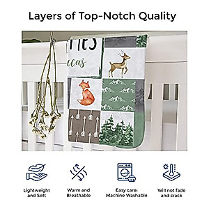 MDPrints Personalized Baby Blankets for Boys - Customized Baby Blanket with Name - Newborn Nursery Gift - Soft Plush Fleece (Woodland 214)
