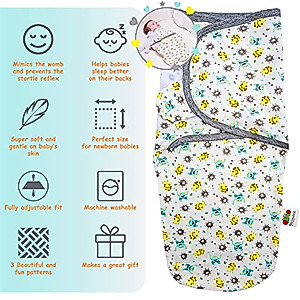 Baby Swaddle Blanket Wrap for Newborn Boy & Girl - Baby Swaddles 0-3 Months - Velcro Swaddle - Baby Swaddlers - Adjustable Infant Swaddling Blankets - Baby Swaddle Sleep Sacks - Infant Swaddle Warp