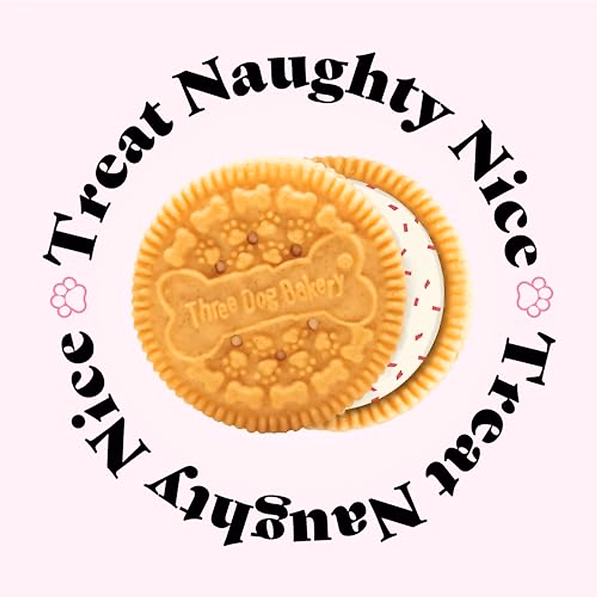 Three Dog Bakery Candy Cane Lick'n Crunch! - Festive Dog Cookies, Dog Sandwich Cookies, Dog Birthday Cookies, Holiday Dog Treats, Puppy Cookies