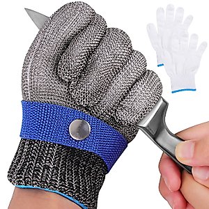 Herda Level 9 Cut Proof Gloves Chainmail Gloves Kitchen Gloves for Fish Meat Cutting Wood Carving Whittling Oyster Shucking Safety Butcher Work (XL)