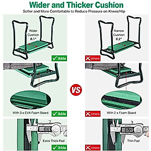 Garden Kneeler and Seat Heavy Duty, Gardening Stool Bench with Kneeling Pad, Folding Garden Stool Multifunctional Kneeler with 2 Tool Bags, Seed Organizer, Great Gardening Gift