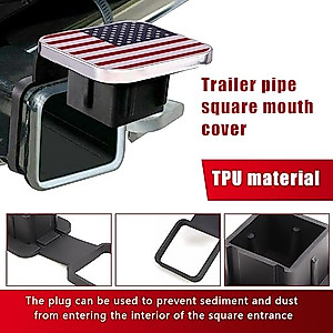Miytsya 1 PC Trailer Gag Cover Dust Plug, Square 2" Receiver American Flag Protective Cover, Trailer Hitch Cover Pipe Plug Insert, Universal for Most Car Exterior Protective Accessories (Red & Black)