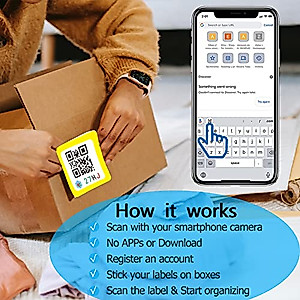 QR Code Labels for Storage & Organization Smart Moving Labels Pack and Track Labels with QR Code for Inventory, Storage – 48 Stickers (QR Code Labels for Storage - 48pcs)