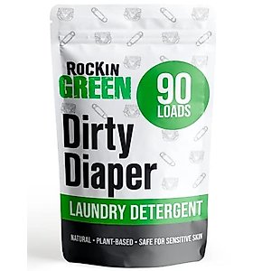 Rockin' Green Baby Cloth Diaper Detergent(90 Loads), Plant based, All Natural Laundry Detergent Powder, Vegan and Biodegradable Odor Fighter, Safe for Sensitive Skin, 45 oz (Unscented).
