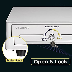 14" Electronic Cash Register Drawer for Point of Sale (POS) System with Round Corners - Fully Removable 2-Tier 4 Bill 5 Coin Cash Tray, 24V, RJ11/RJ12 Key-Lock, Media Slot, White