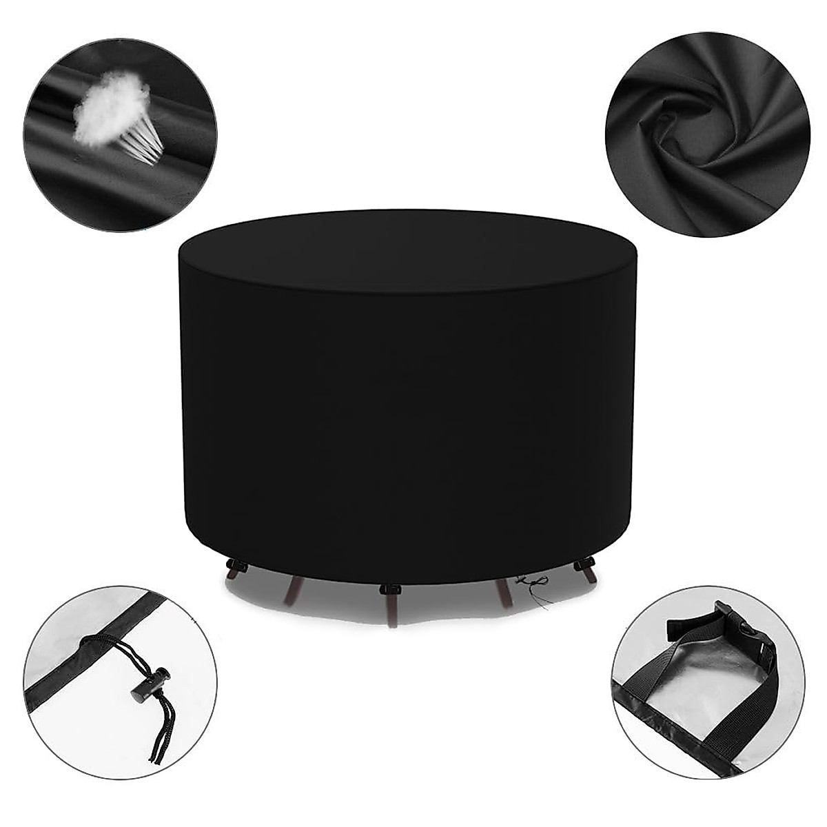 Ziewee Round Outdoor Table Cover Waterproof 600D Round Patio Furniture Covers Patio Table Cover for Table and Chair Sets Rainproof & Snowproof Patio Cover 96" Dia x 36" H / 240x90cm
