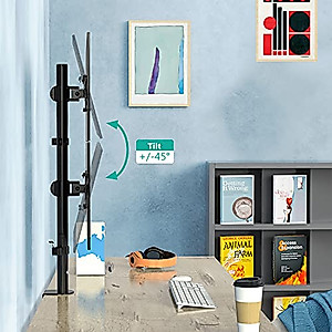 WALI Dual Monitor Desk Mount Stand for LCD LED Flat Screen TV Holds in Vertical Position 2 Screens up to 27 Inch with Optional Grommet Base (M002XLS), Black