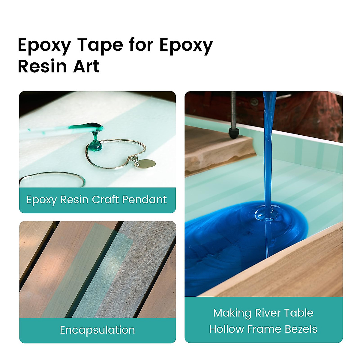 Resiners Resin Tape for Epoxy Resin Molding - 2IN W x 120FT L - Thermal Adhesive Tape, High Temperature Resistance, Easy Peel-Off, Release Resin Tape for River Tables, Remove Residue, Green